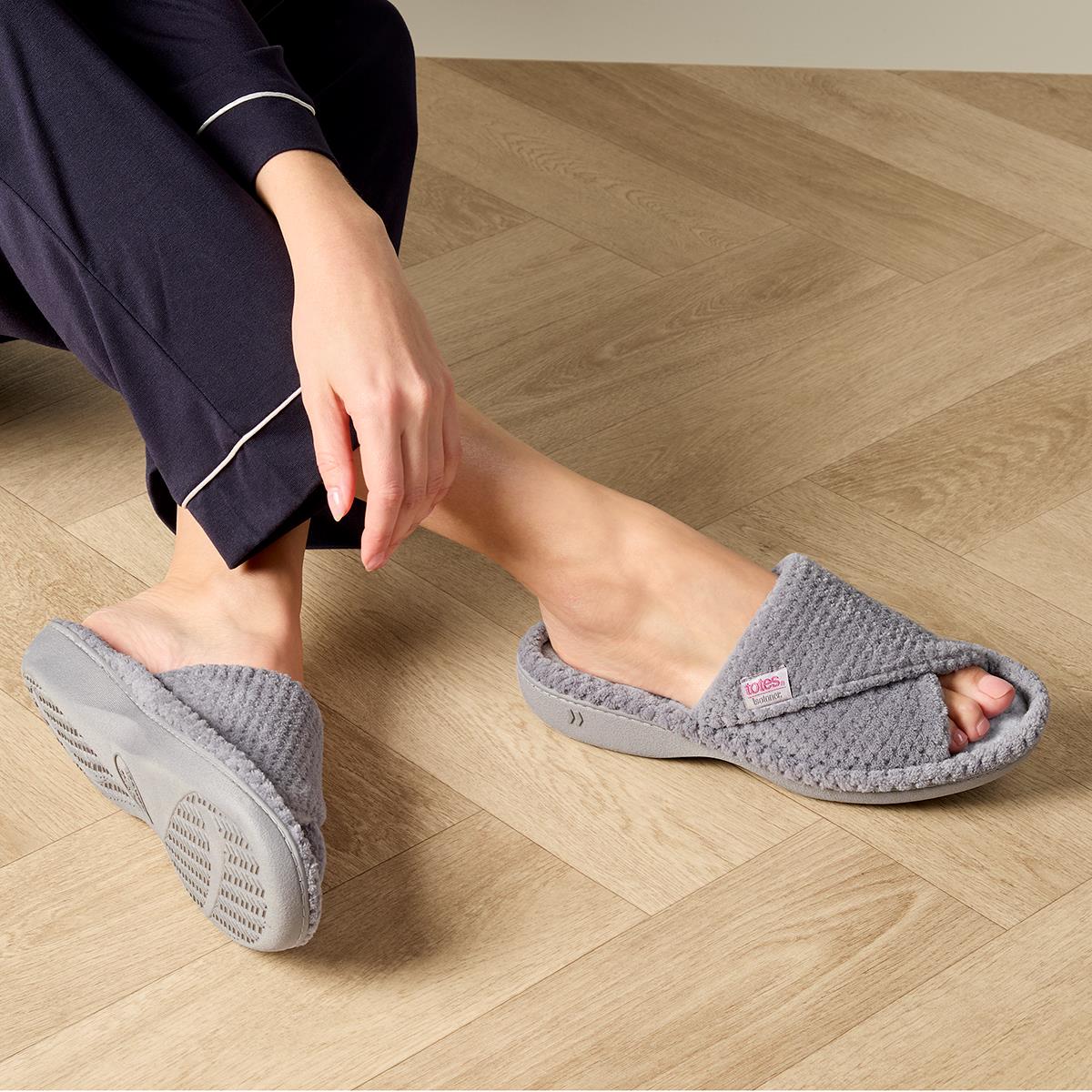 Isotoner Ladies Popcorn Turnover Open Toe Slippers | totes ISOTONER